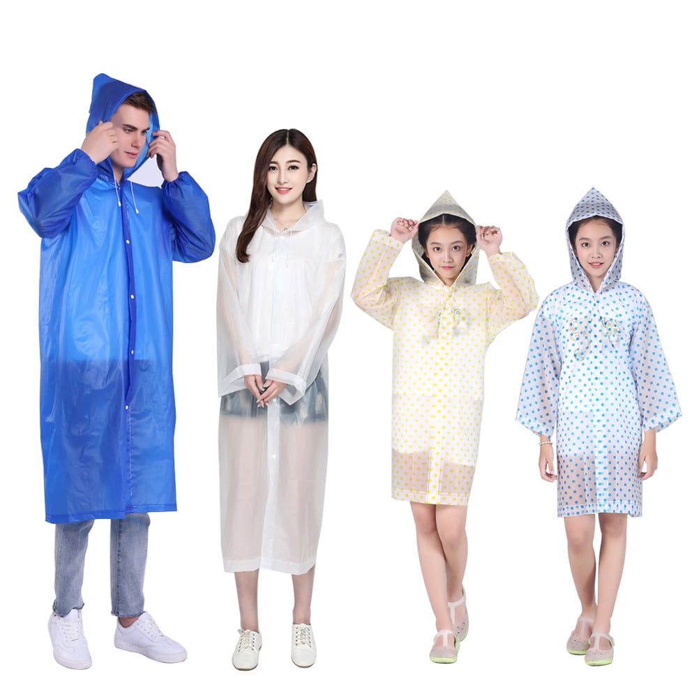 4pcs Creative Transparent Reusable Raincoat Fashion EVA Rain Poncho ...