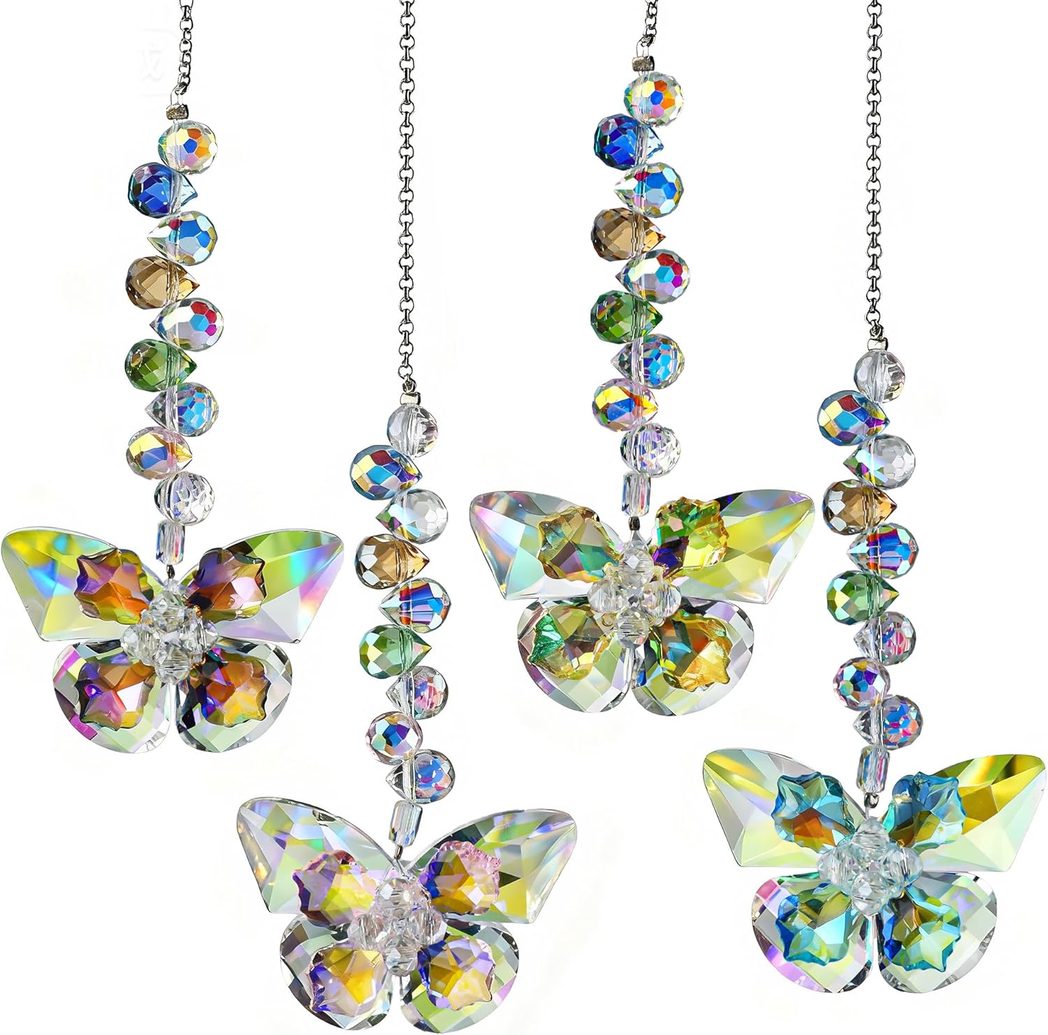 4pcs Crystal Butterfly Suncatchers for Window Hanging Rainbow Maker Sun ...