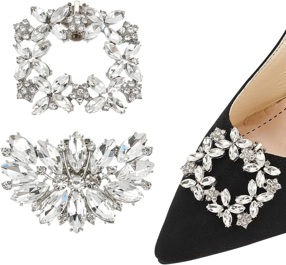 4pcs Crystal Rhinestone Shoe Clips 2Styles Rhinestone Shoe Clips Bridal ...