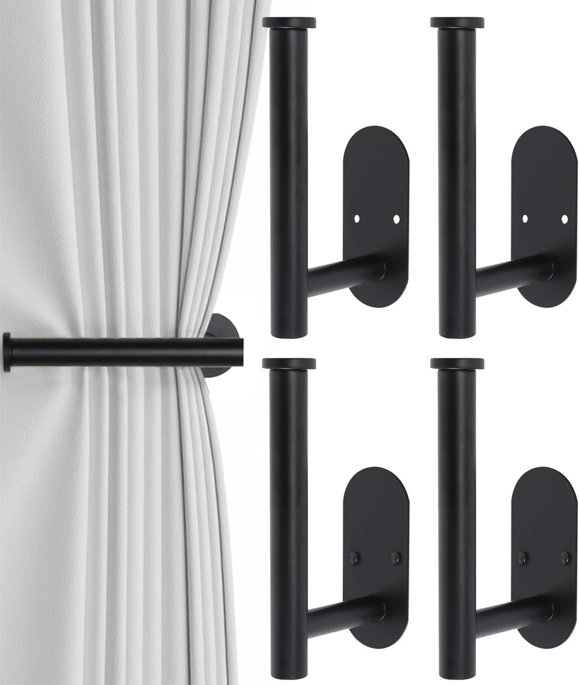 4pcs Curtain Holdbacks, Screw-in Curtain Tiebacks Curtain Tie Backs ...