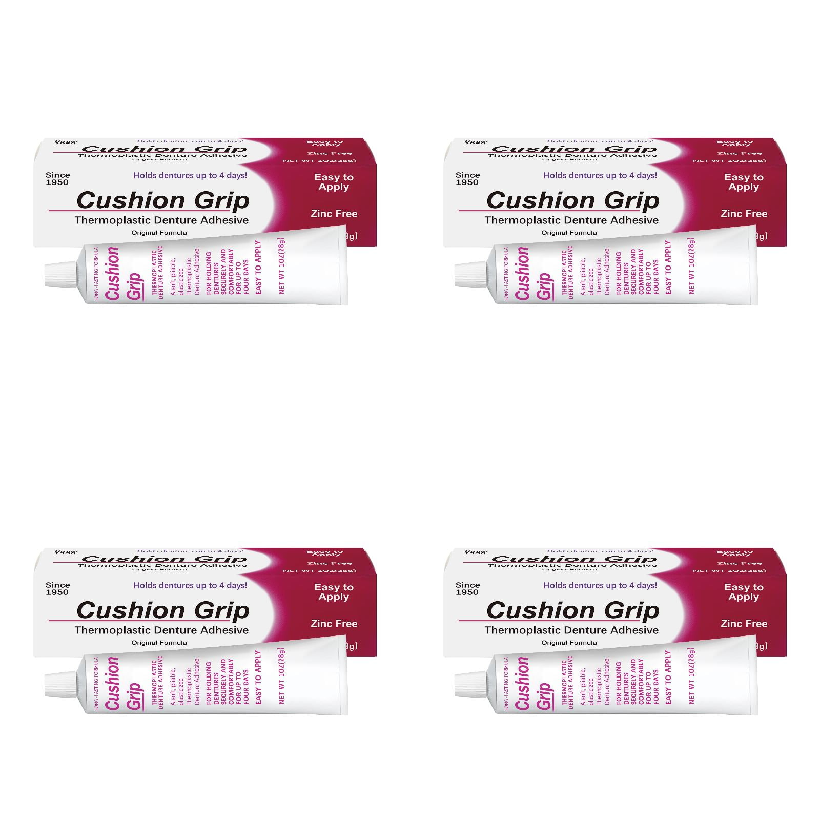 4pcs Cushion Grip Thermoplastic Denture Adhesive, 2 oz - Refits and ...