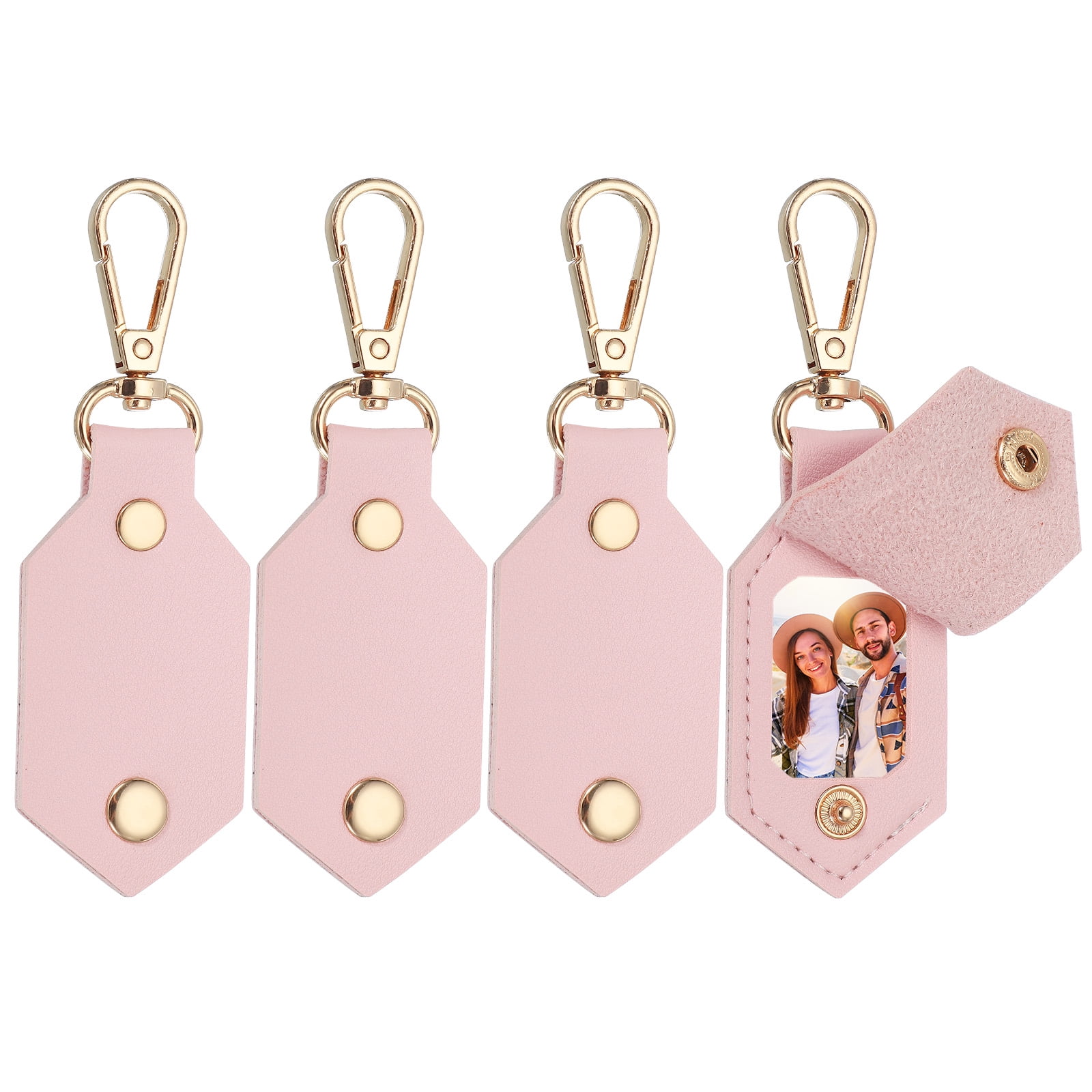 4pcs Custom Leather Photo Keychain Personalized Picture Key Chain, Pink ...
