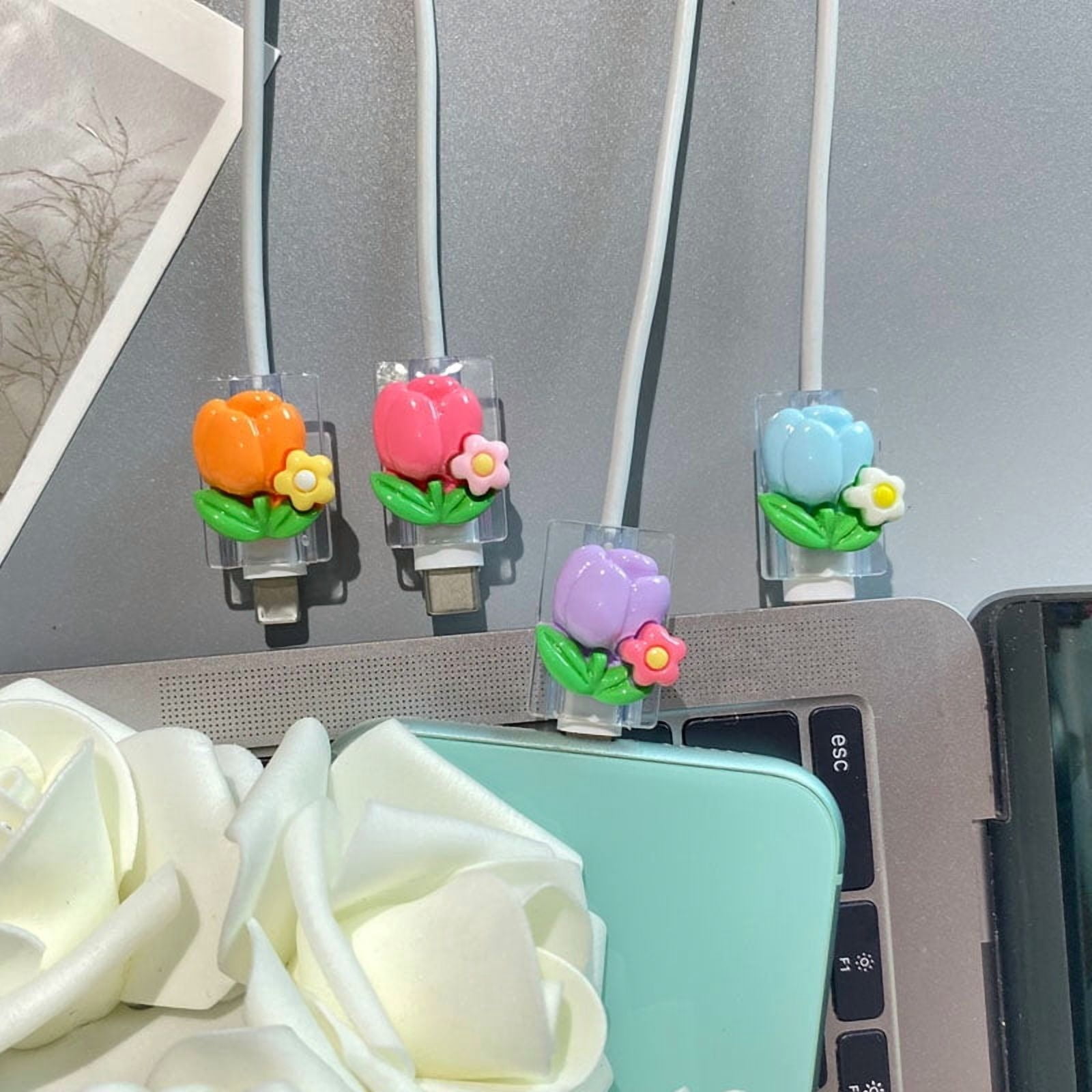 4pcs Cute Cable Protector Set for Smartphone Charging Cords, TPU ...