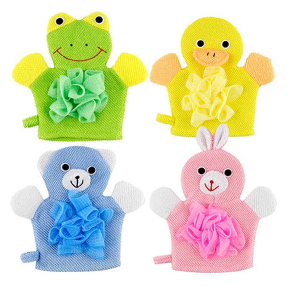 4pcs Cute Kids Wash Gloves Bath Sponge Mitt Children Puppet Shower ...