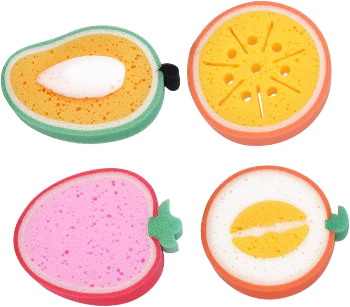 4pcs Cute Kitchen Sponge Fruit Shower Sponge Shower Sponges for Kids ...