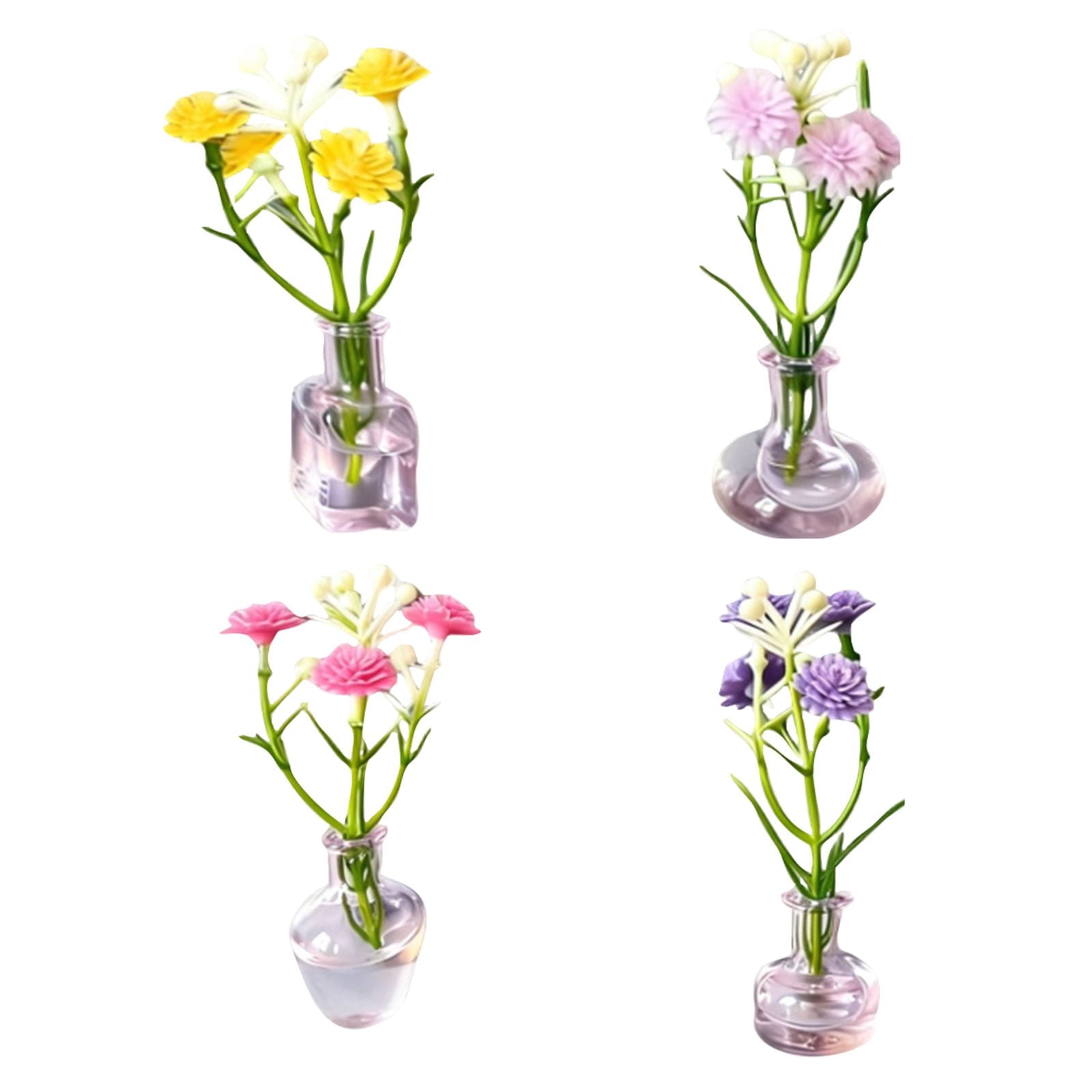 4pcs Cute Mini Vase Magnets for FridgeTiny Plant Glass Vases with ...