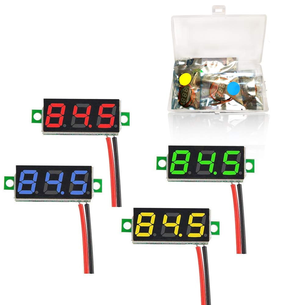 4pcs DC 2. 4-30V Gauge Tester 0. 28” 2 Wires Mini Digital LED Voltmeter ...