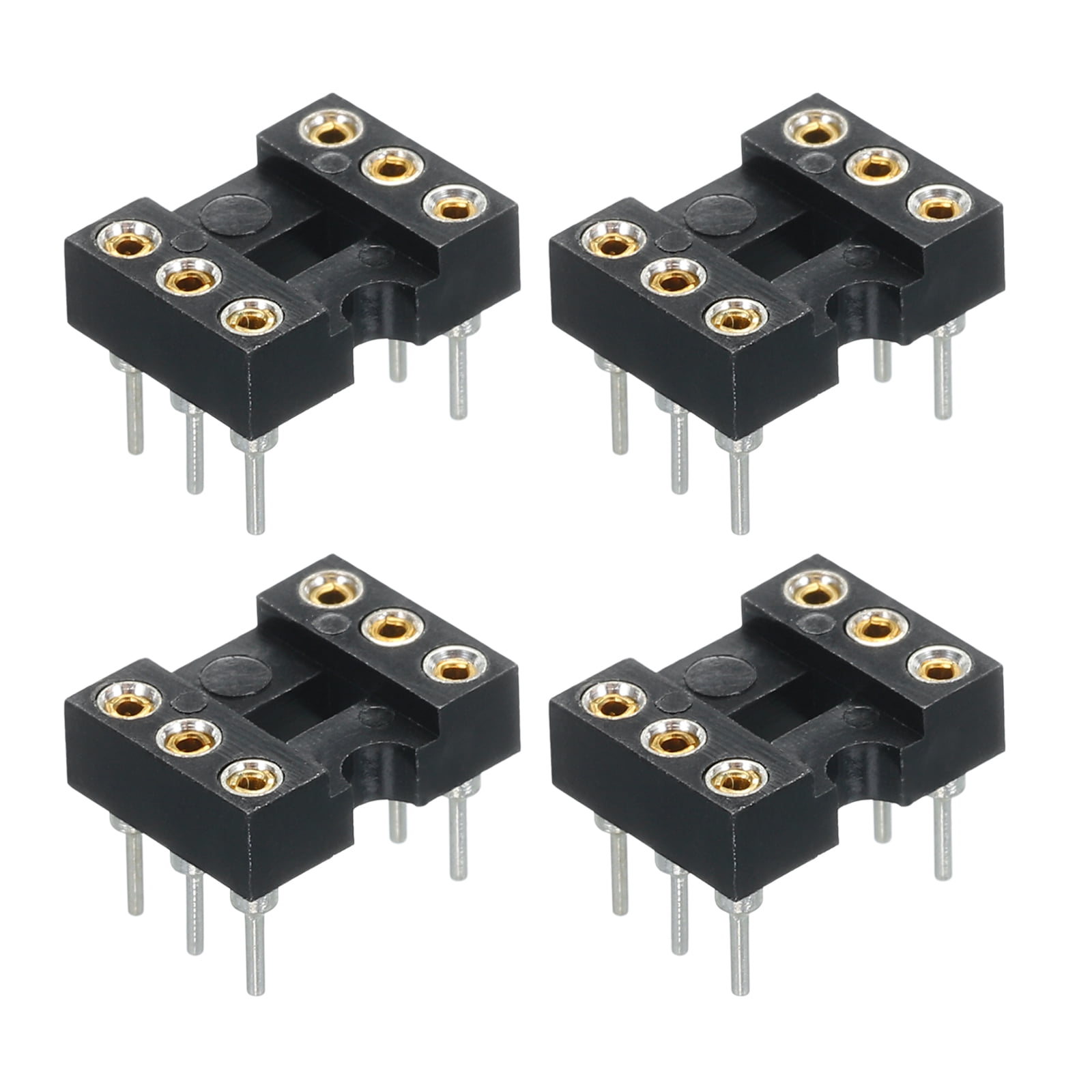 4pcs DIP IC Chip Socket Adapter Round Pin 6P 2.54mm Pitch IC Socket for PCB Board Chip, 7.7mm ...