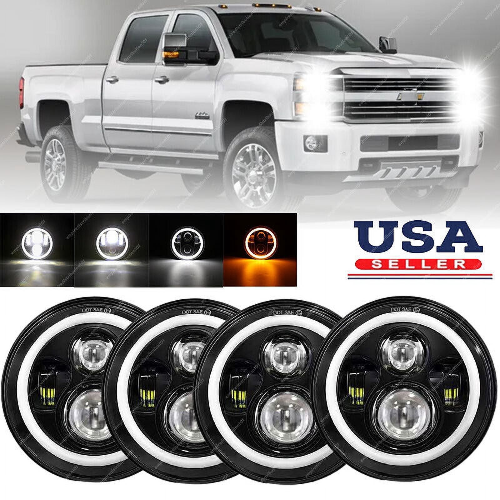4pcs DOT 5.75" Round LED Headlights Halo DRL For Chevy 3100 Truck 1958 ...