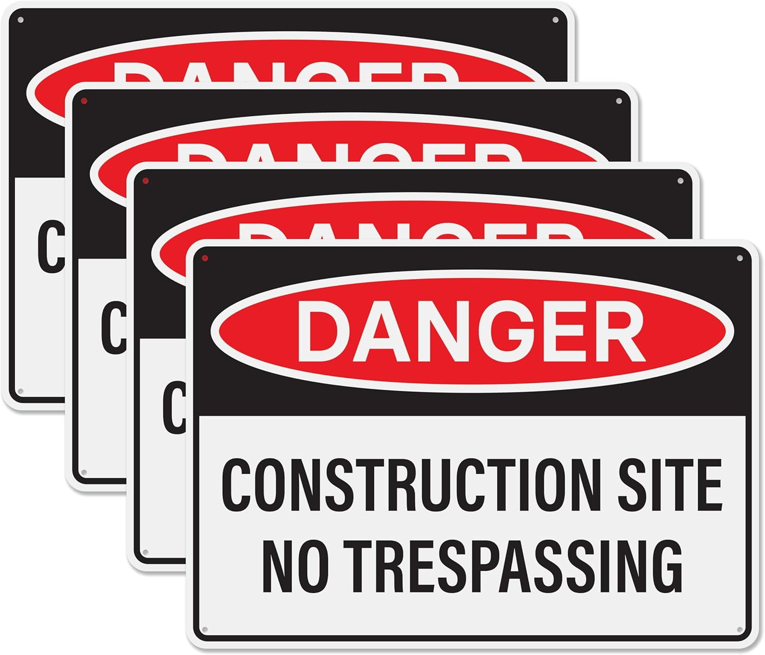 4pcs Danger Construction Site Sign 14x10 inch, Plastic Sign for ...