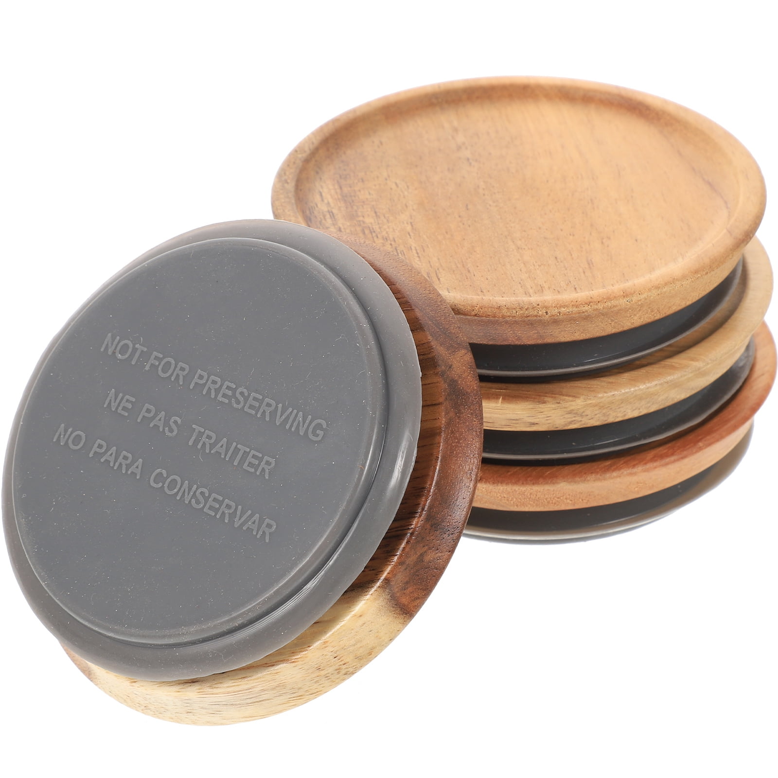 4pcs Decorative Natural Wooden Jar Lids Replacement Wide Mouth Storage ...