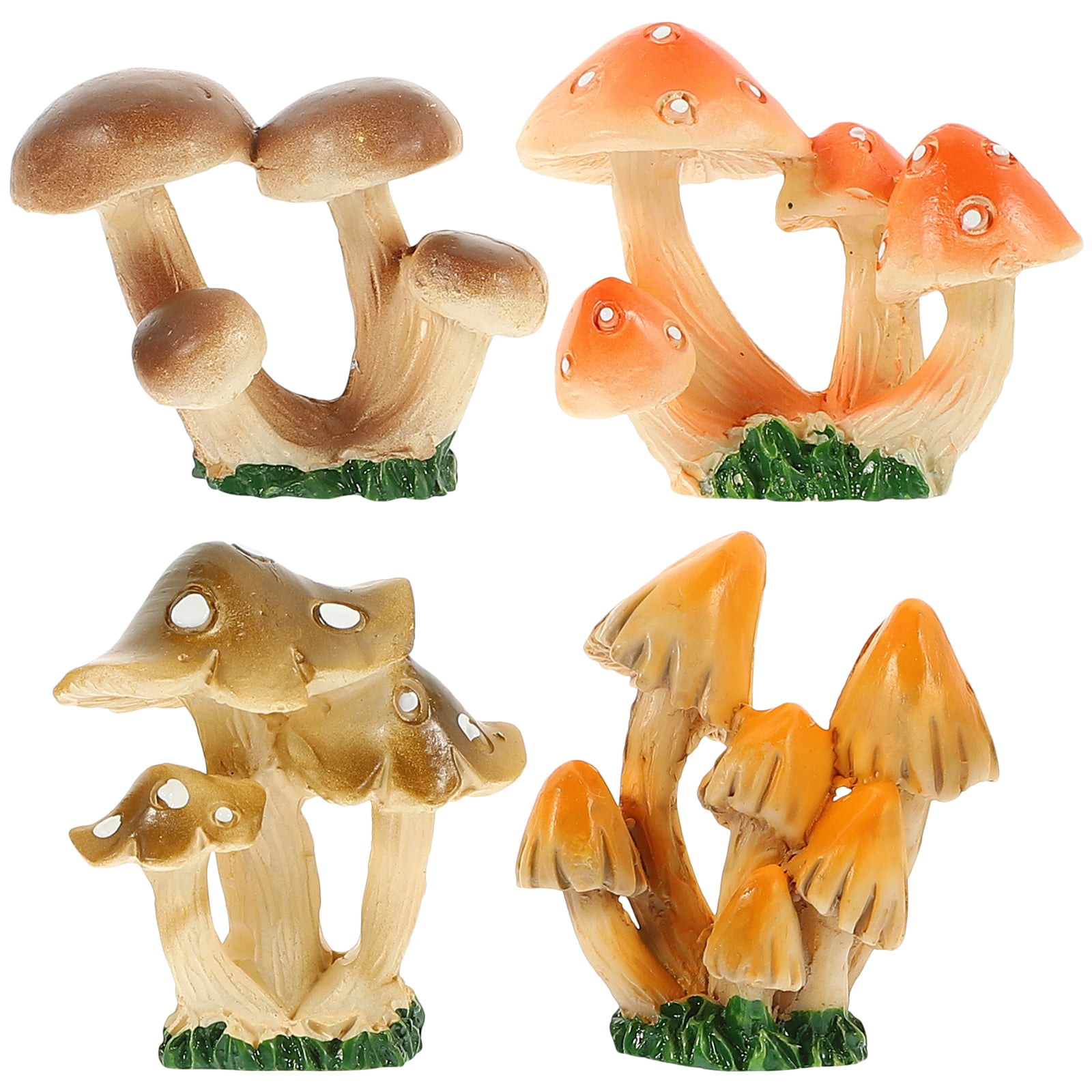 4pcs Delicate Mushroom Figurine Adorable Mushroom Statue Figurine ...