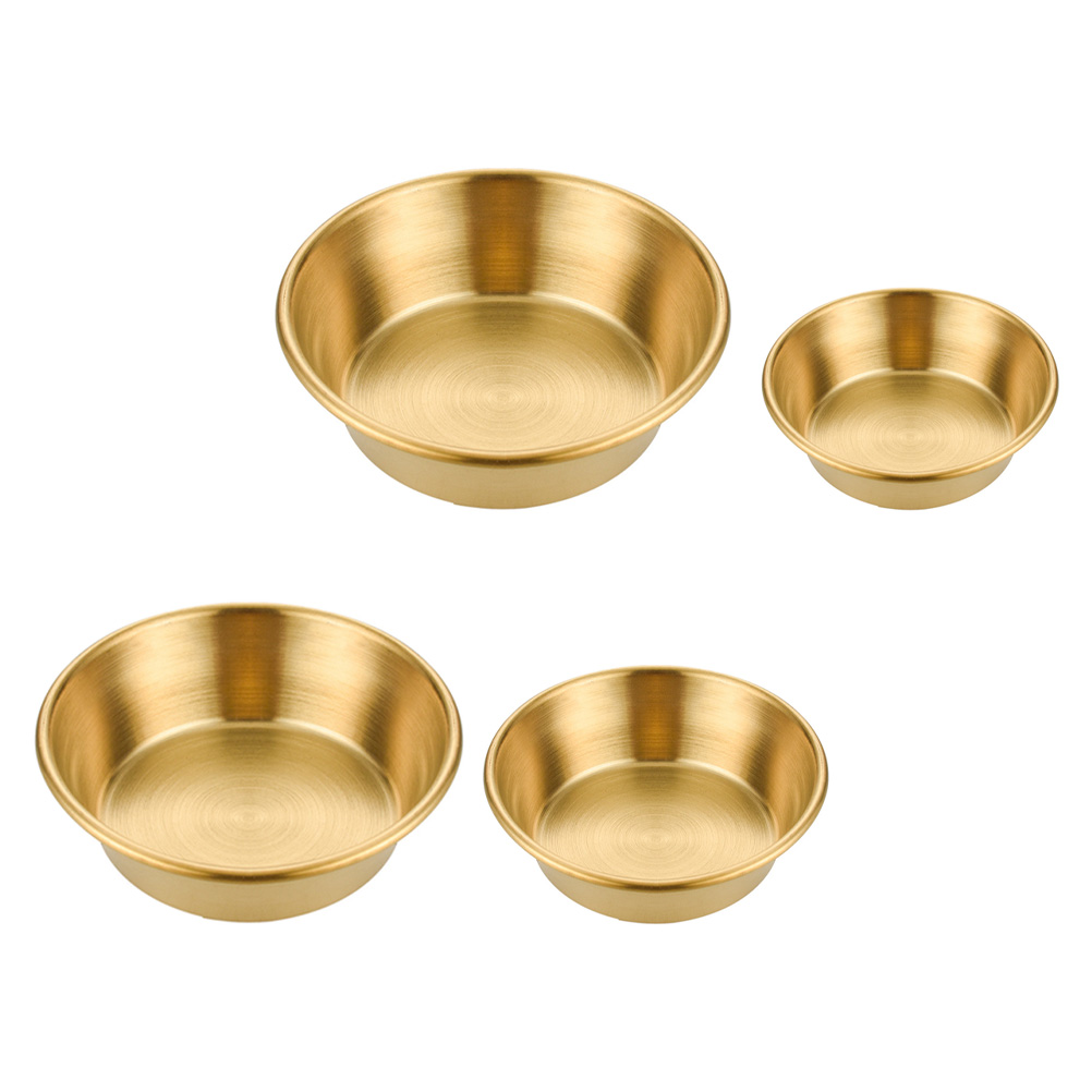4pcs Dipping Bowls Multipurpose Sauce Dishes Soy Sauce Plates (Golden ...