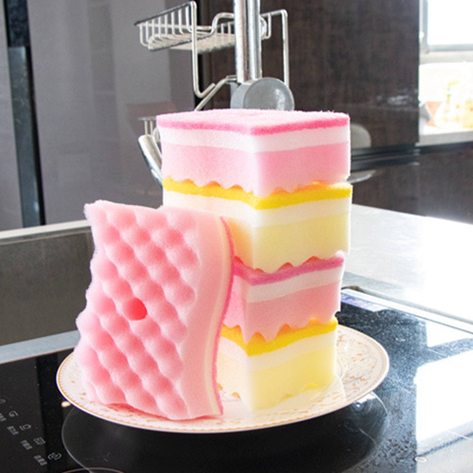 4pcs Dishwashing Sponges Scrub, Dishwashing Sponges Scotch Brite, S Wave Dishwashing Sponge ...