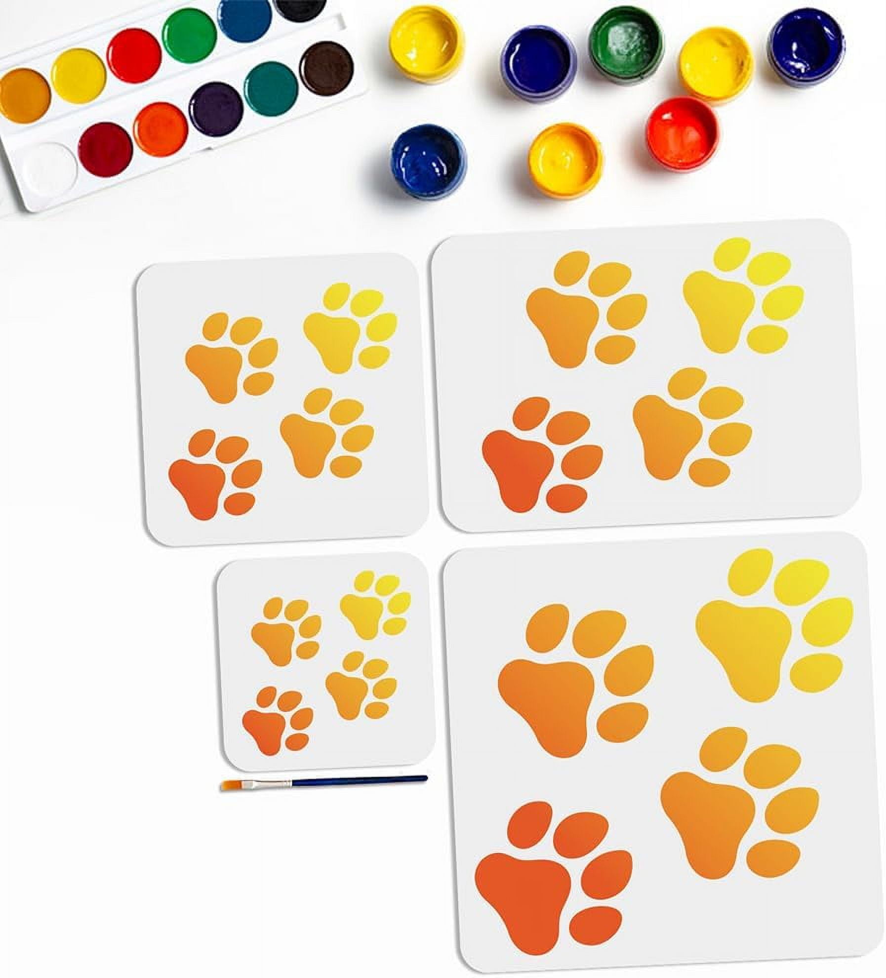 4pcs Dog Paw Print Stencils 6~11.8inch 4 Sizes Dog Animal Paw Stencil ...