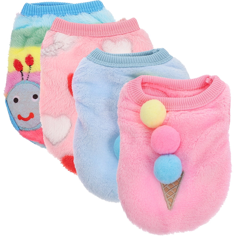 4pcs Dog Warm Costume Puppy Clothes Lovely Pattern Dog Clothes Winter ...