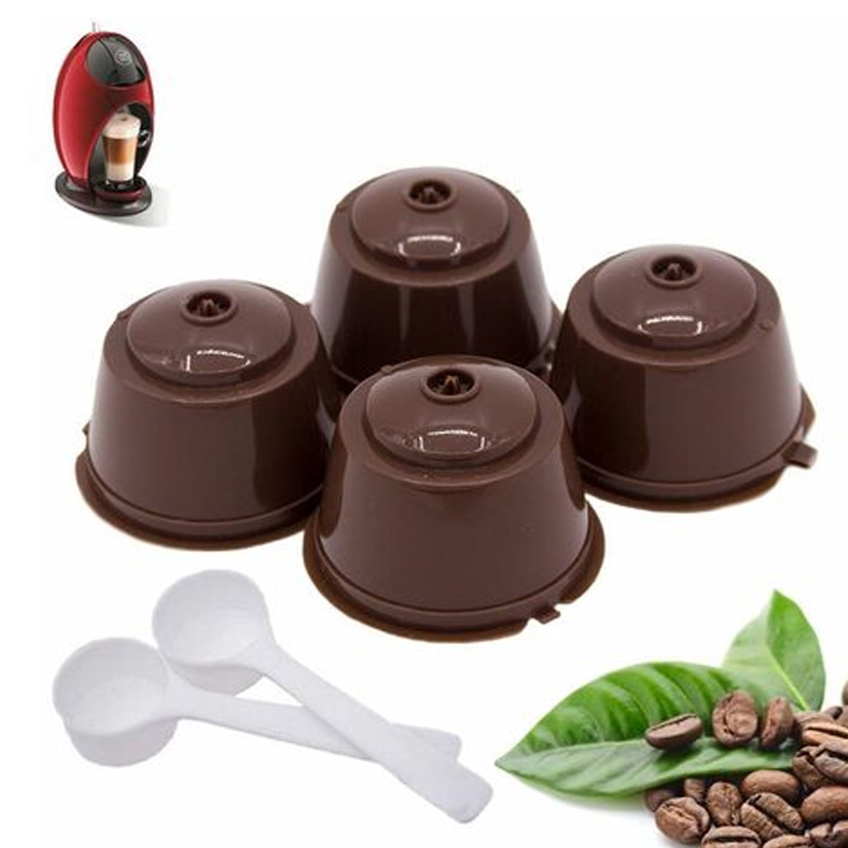 4pcs Dolce Gusto Refillable Reusable Coffee Capsules Cup with 2 Coffee ...