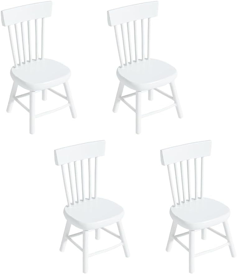 4pcs Dollhouse Furniture Chairs 1/12 Miniature Chairs Mini Wood Chair ...