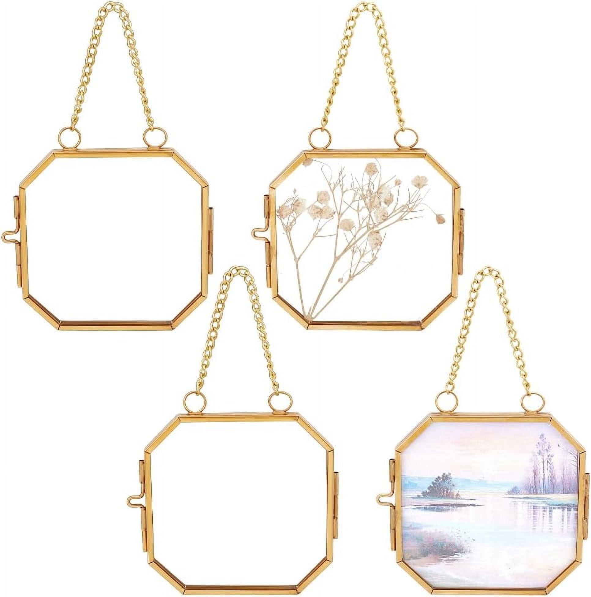 4pcs Double Glass Picture Frame 3 Inch Mini Hanging Glass Frame Wall ...