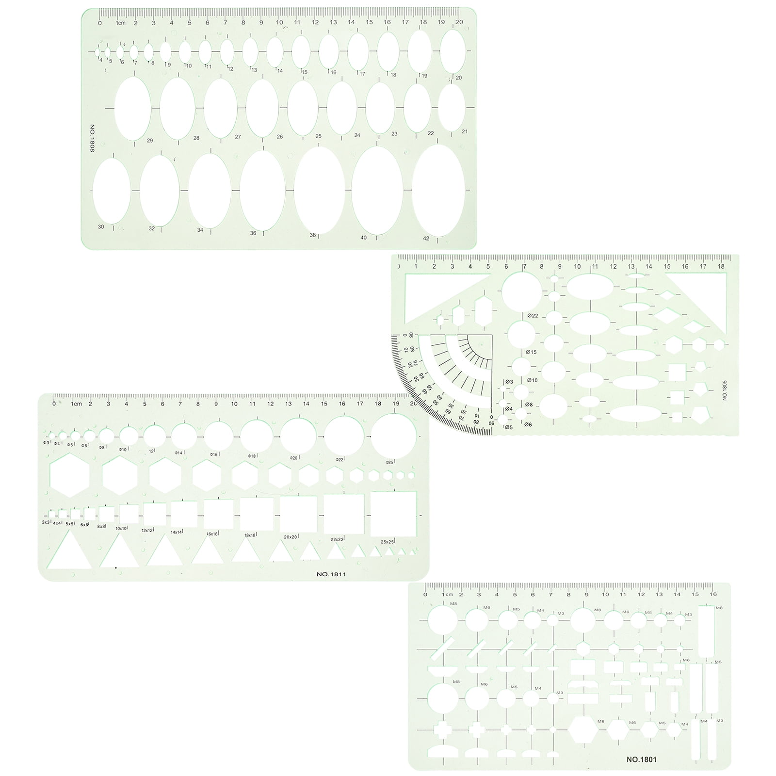 4pcs Drawing Circle And Oval Templates Plastic Stencils For Crafts ...