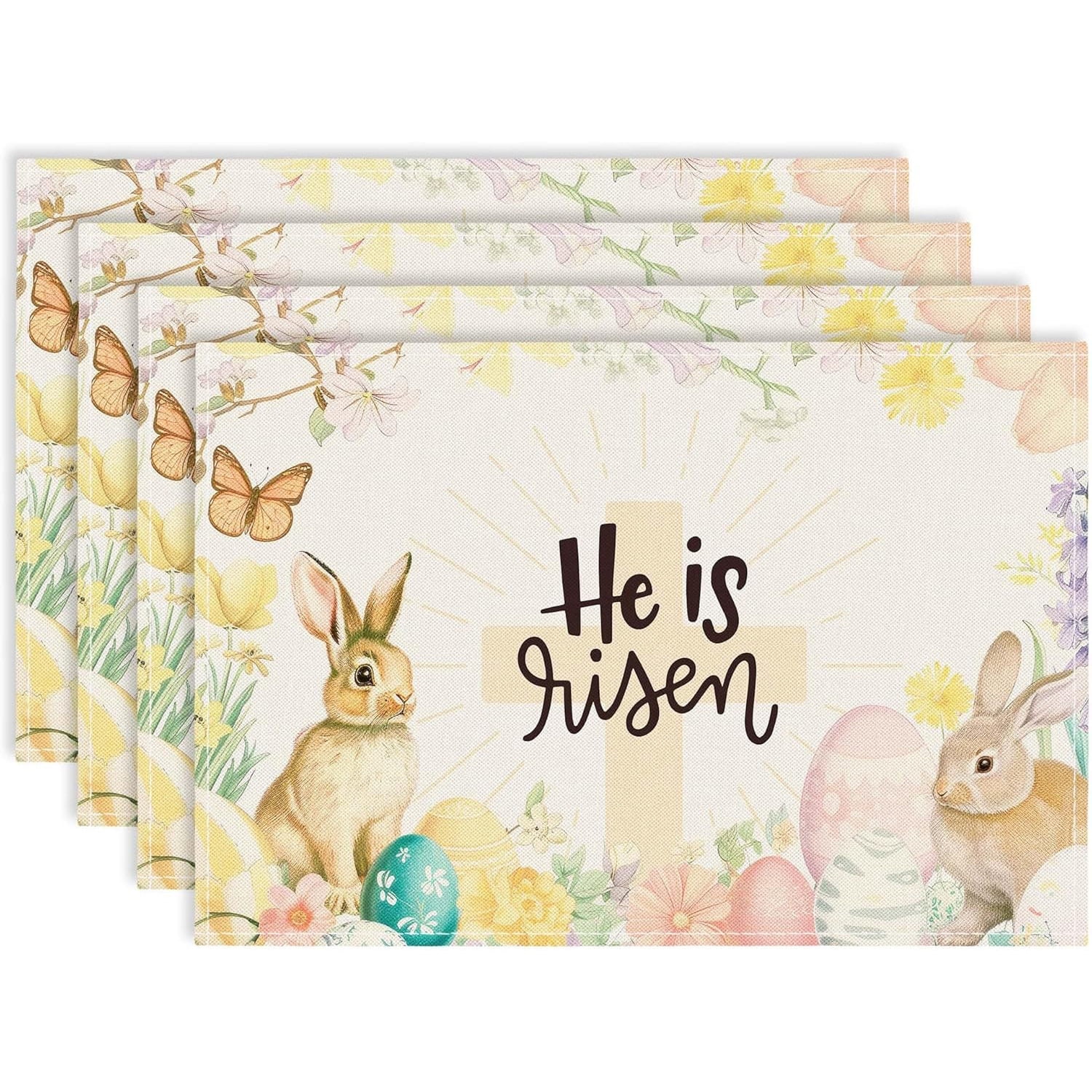 4pcs Easter Christian Bunny Flower Butterfly Placemats Table Mats ...