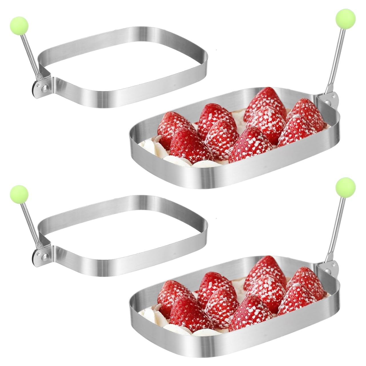 4pcs Egg Rings Pancake Rings Rectangular Stainless Steel Fried Egg ...