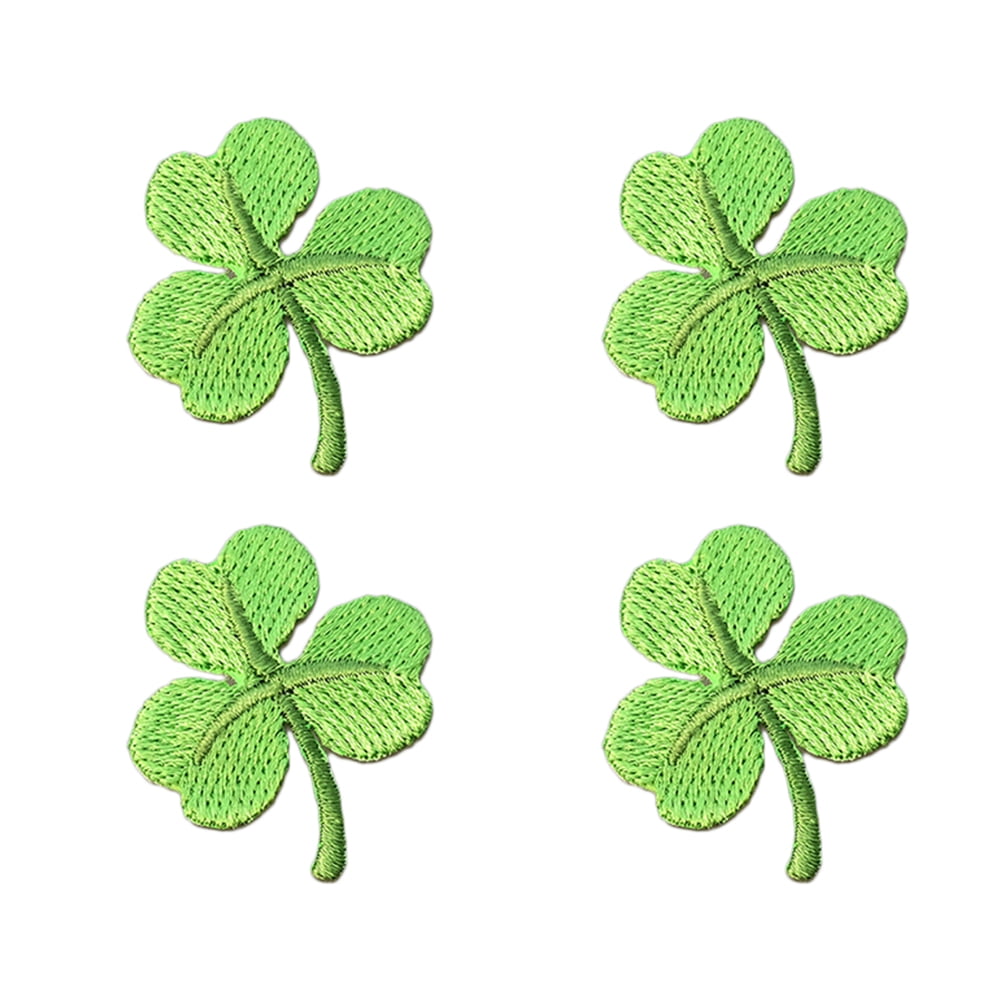 4pcs Embroidery Green Four Leaf Clover Patches Lovely Gummed Cloth ...