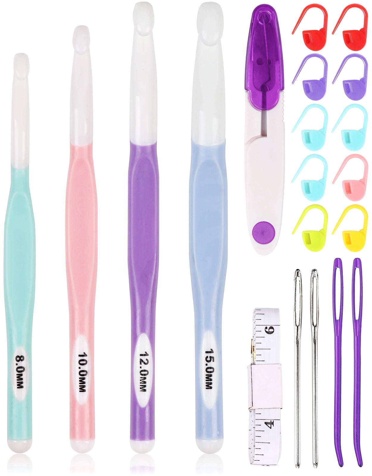 Walmart 4pcs Ergonomic Plastic Crochet Hook Rubber Grip Handle Set ...