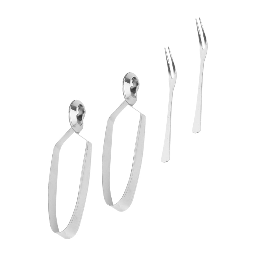 4pcs Escargot Snail Tongs and Forks Set Stainless Steel Kitchen Cooking ...