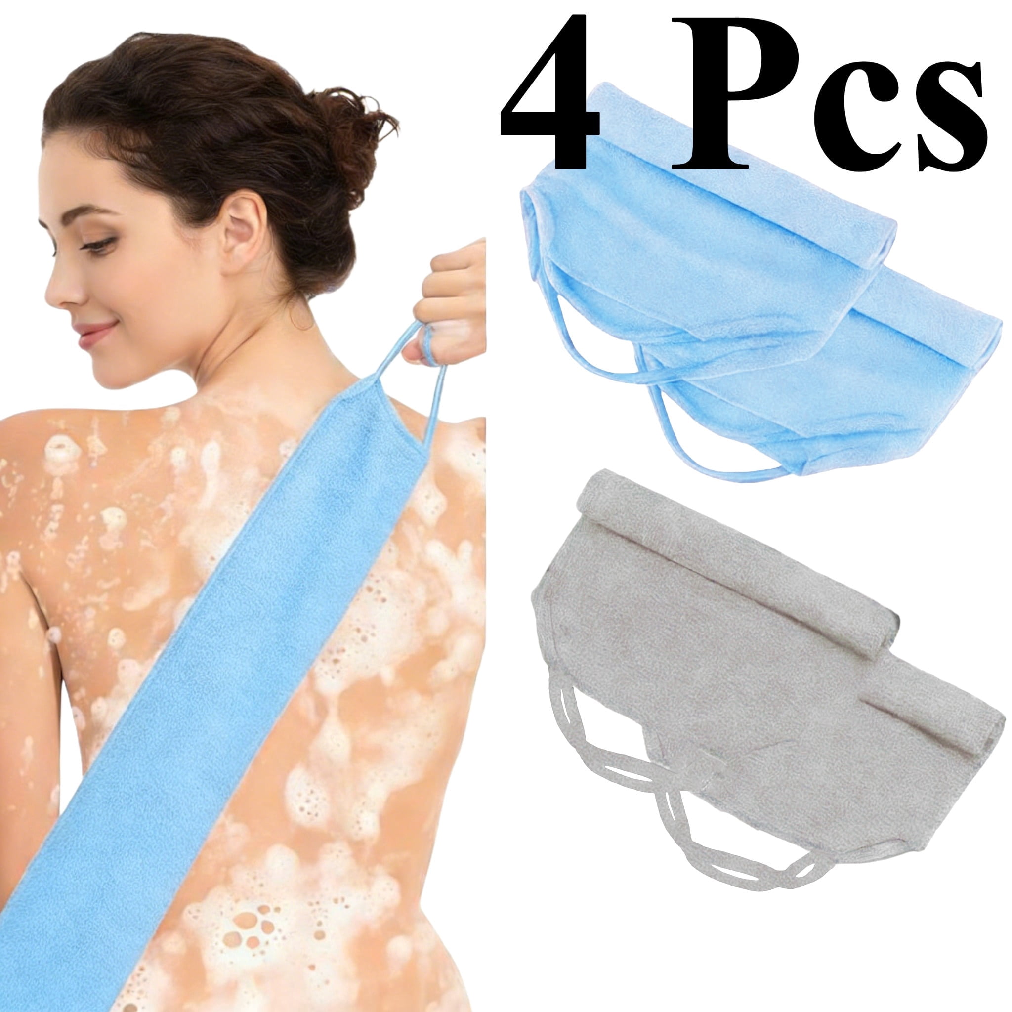4pcs Exfoliating Back Washers Scrub with Handles Body Scrubber Cloth ...