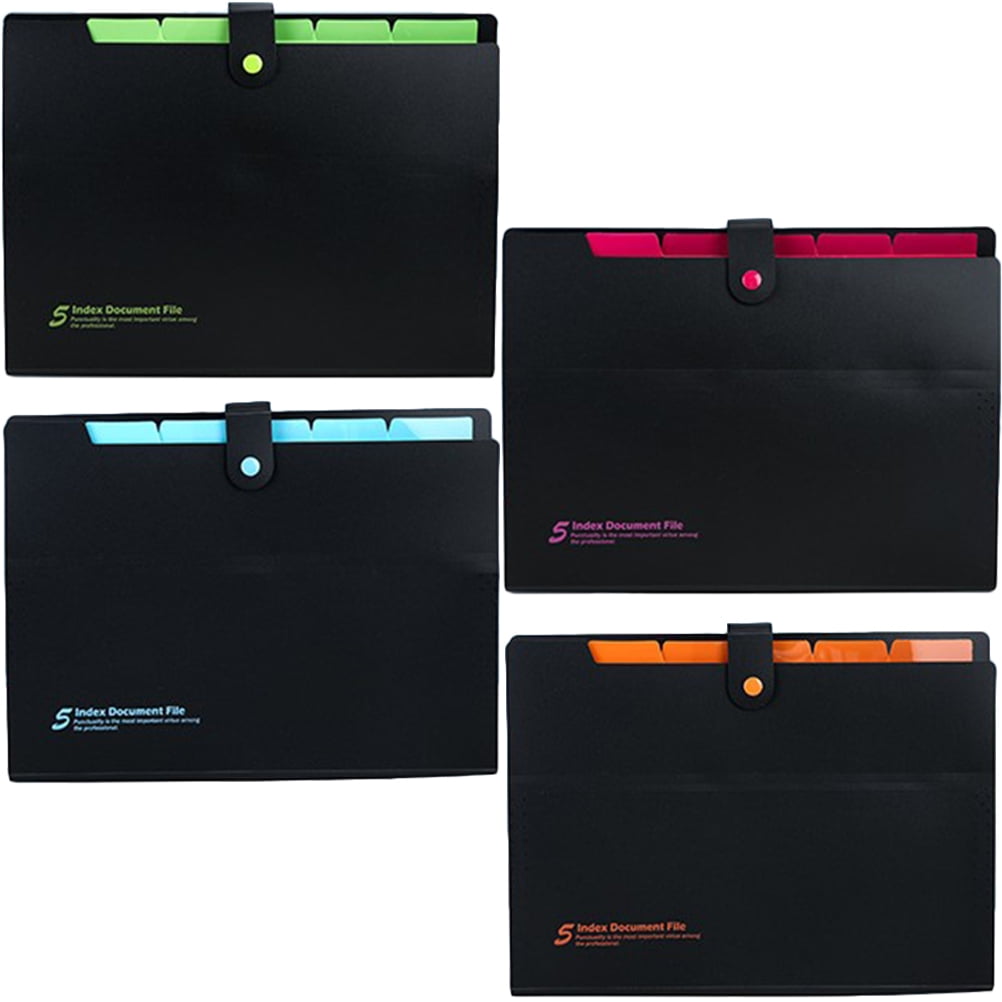 4pcs Expanding File Folder A4 File Folder Organizer Five-Pocket Folder ...