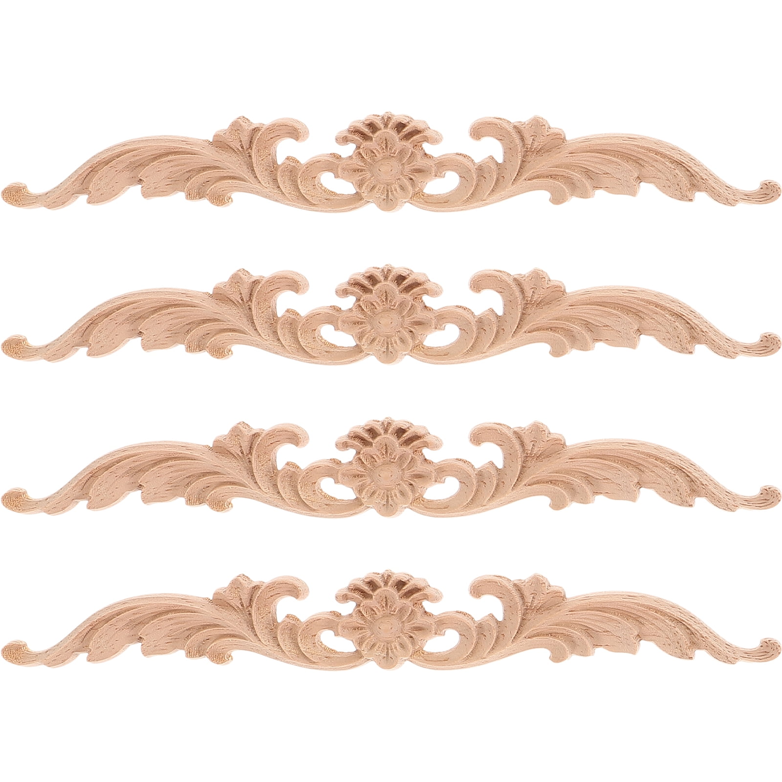 4pcs Exquisite Wood Carving Appliques Onlays Door Cabinet Furniture ...
