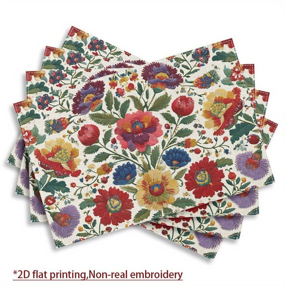 4pcs, Exquisite retro traditional-style flowers placemats, fashion ...