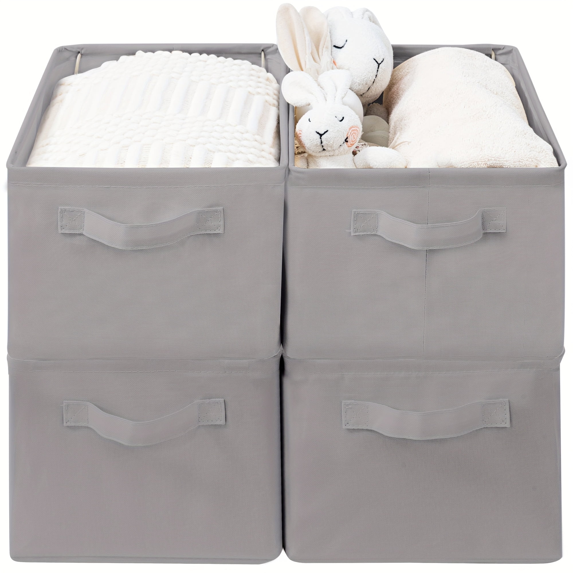 4pcs Extra Large Fabric Storage Bins with Metal Frame & Handles - Shelf ...