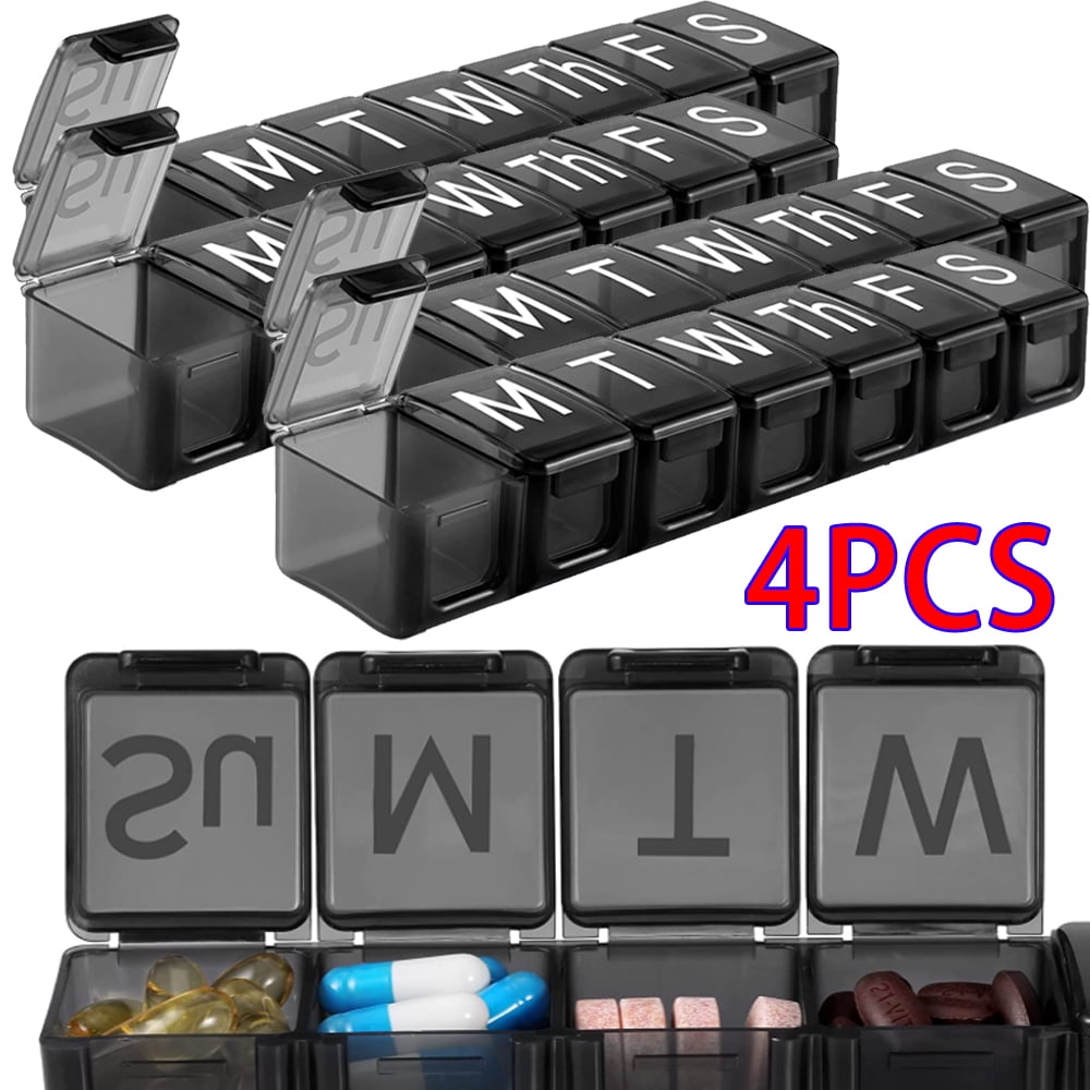 4pcs Extra Large Pill Organizer, Weekly Pill Box, Pill Case, Medicine ...