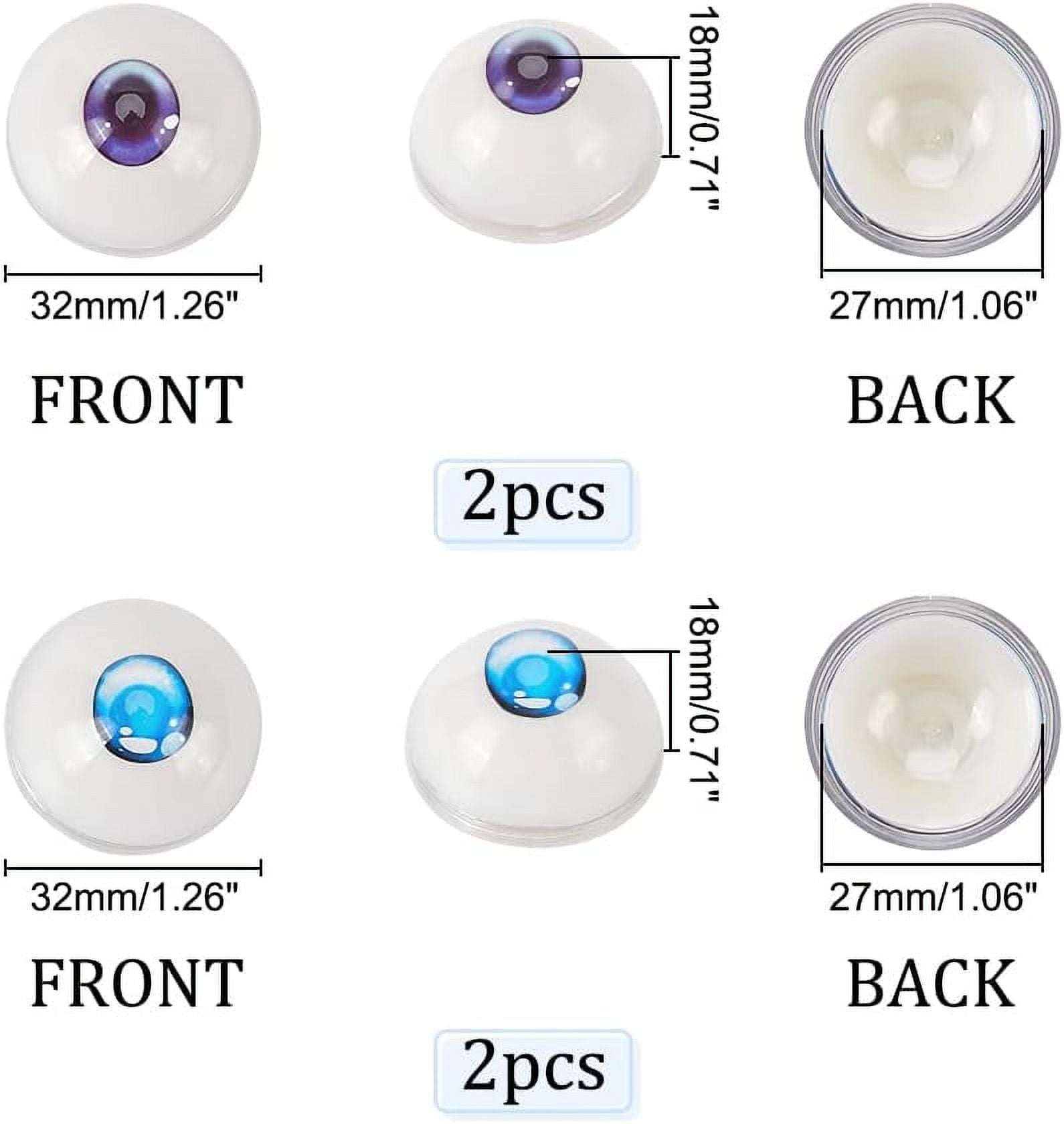 4pcs Eyeballs 32mm Acrylic Eyes Realistic Human Eyes Large Hollow ...