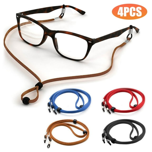 erfcxs 4pcs Eyeglass Strap Holders PU Leather Glasses Straps Non ...