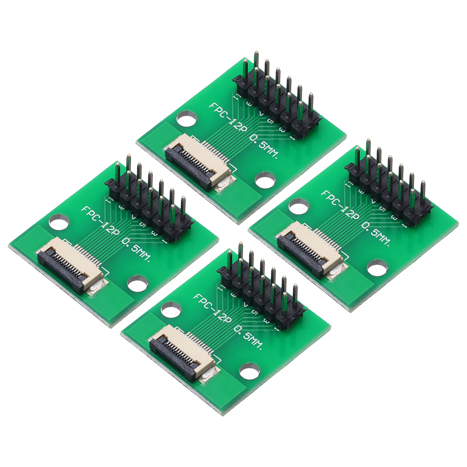 4pcs FFC FPC Connector Board 12 Pins 0.5mm Socket to 2.54mm Double Row Male Pin Header Strip ...