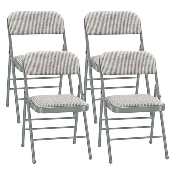 (4pcs Fabric Folding Chairs with Padded Cushion Backrest Metal Steel ...