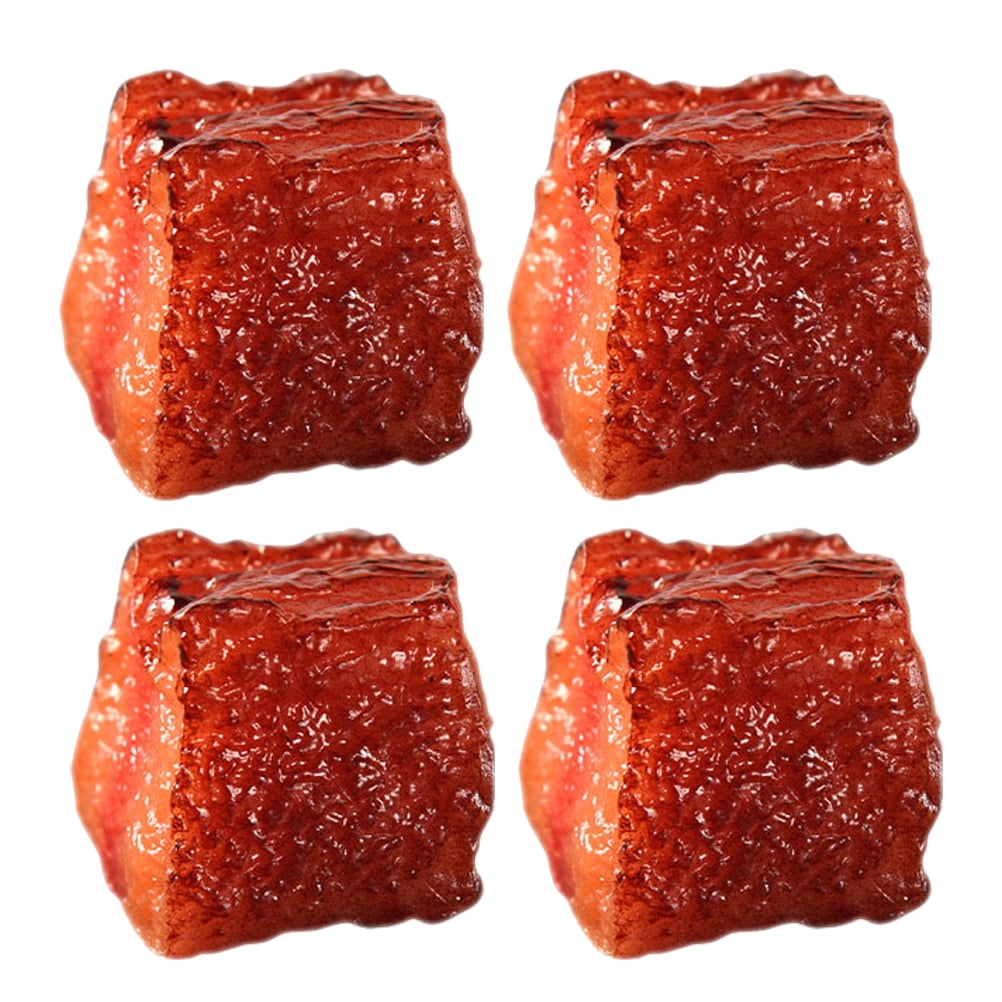 4pcs Fake Diced Beef Models Artificial Beef Fake Beef Cubes Simulated ...