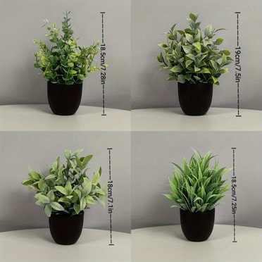 Der Rose 4 Packs Fake Plants Small Faux Plants in Black Pot for ...