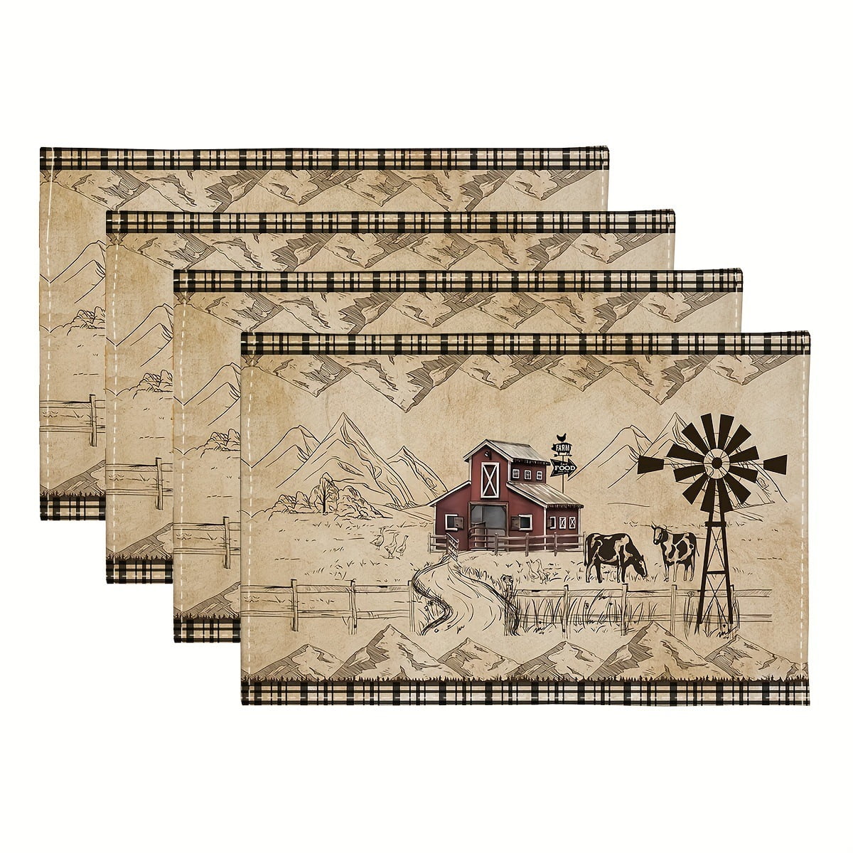 4pcs Farmhouse Country Farm Placemats Table Mats Durable Washable ...