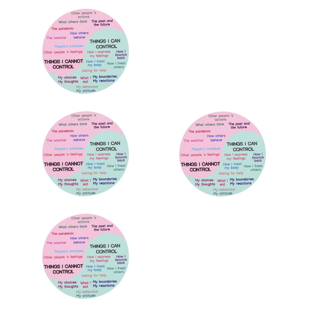 4pcs Feeling Wheel Sticker Magnetic Emotion Wheel Decal Laptop Emotion ...