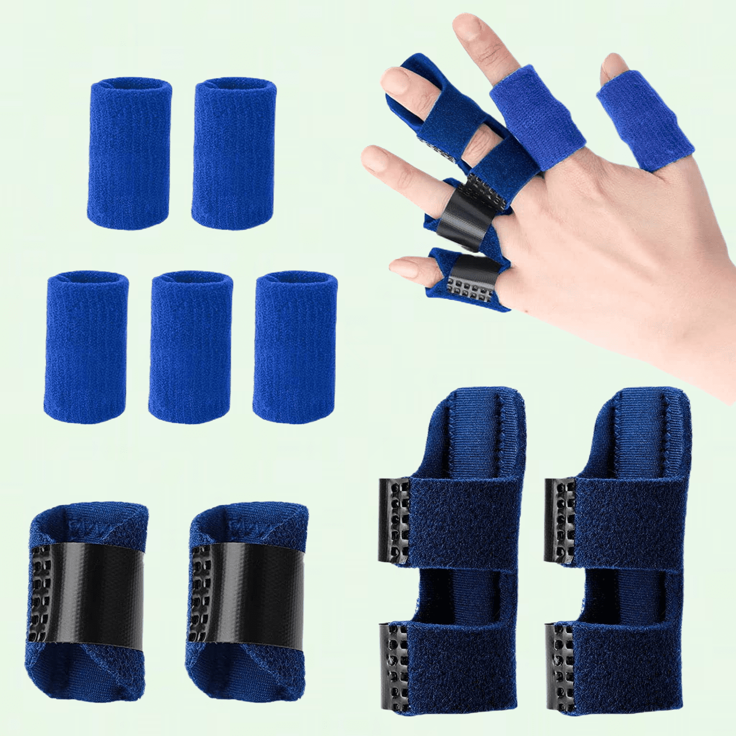 4pcs Finger Splints and 5pcs Finger Sleeves, Pain Relief Finger ...