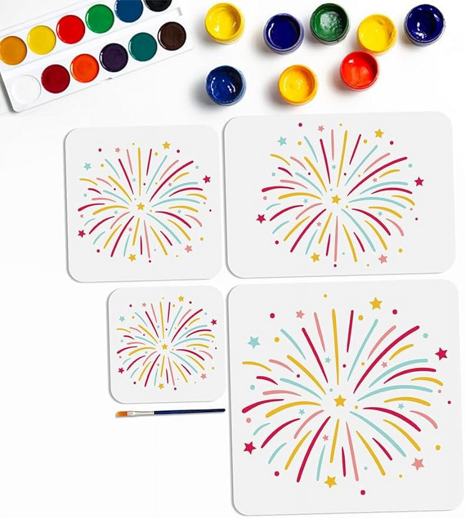 4pcs Fireworks Stencils 6~11.8inch 4 Sizes Christmas Fireworks Painting ...