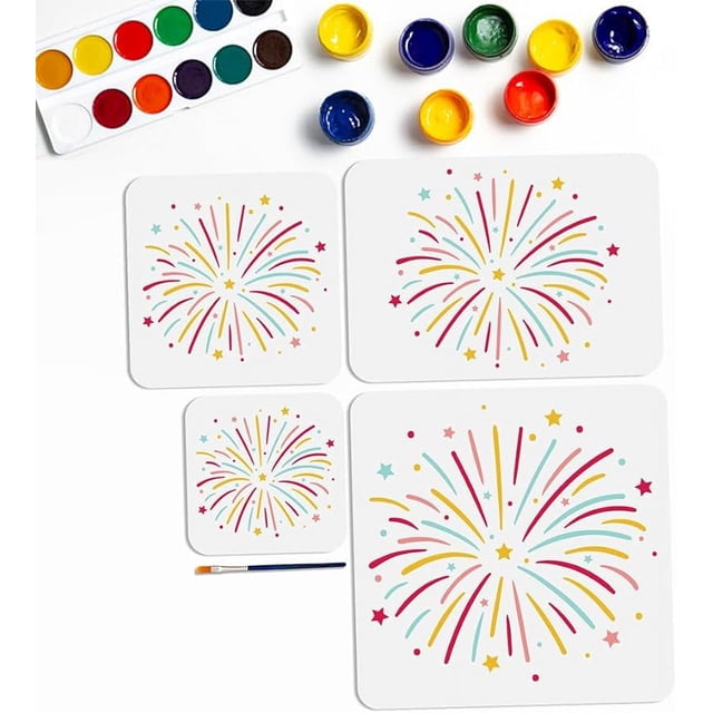 4pcs Fireworks Stencils 6~11.8inch 4 Sizes Christmas Fireworks Painting ...