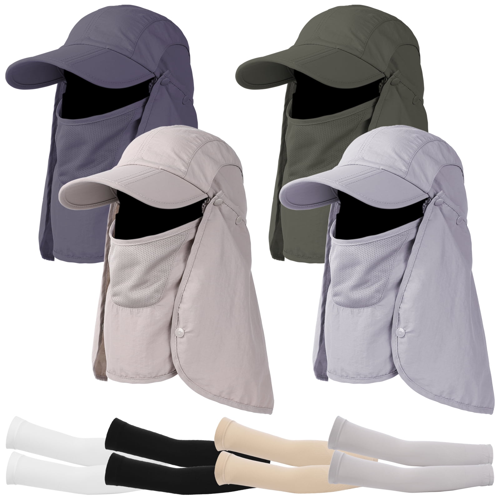 4pcs Fishing Hats UPF 50+ Outdoor Uv Sun Protection Hats Hiking Hats ...