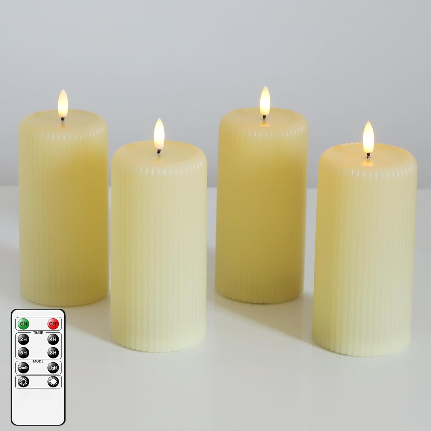 4pcs Flameless Candles with Remote, Battery Operated LED Candles Ivory ...