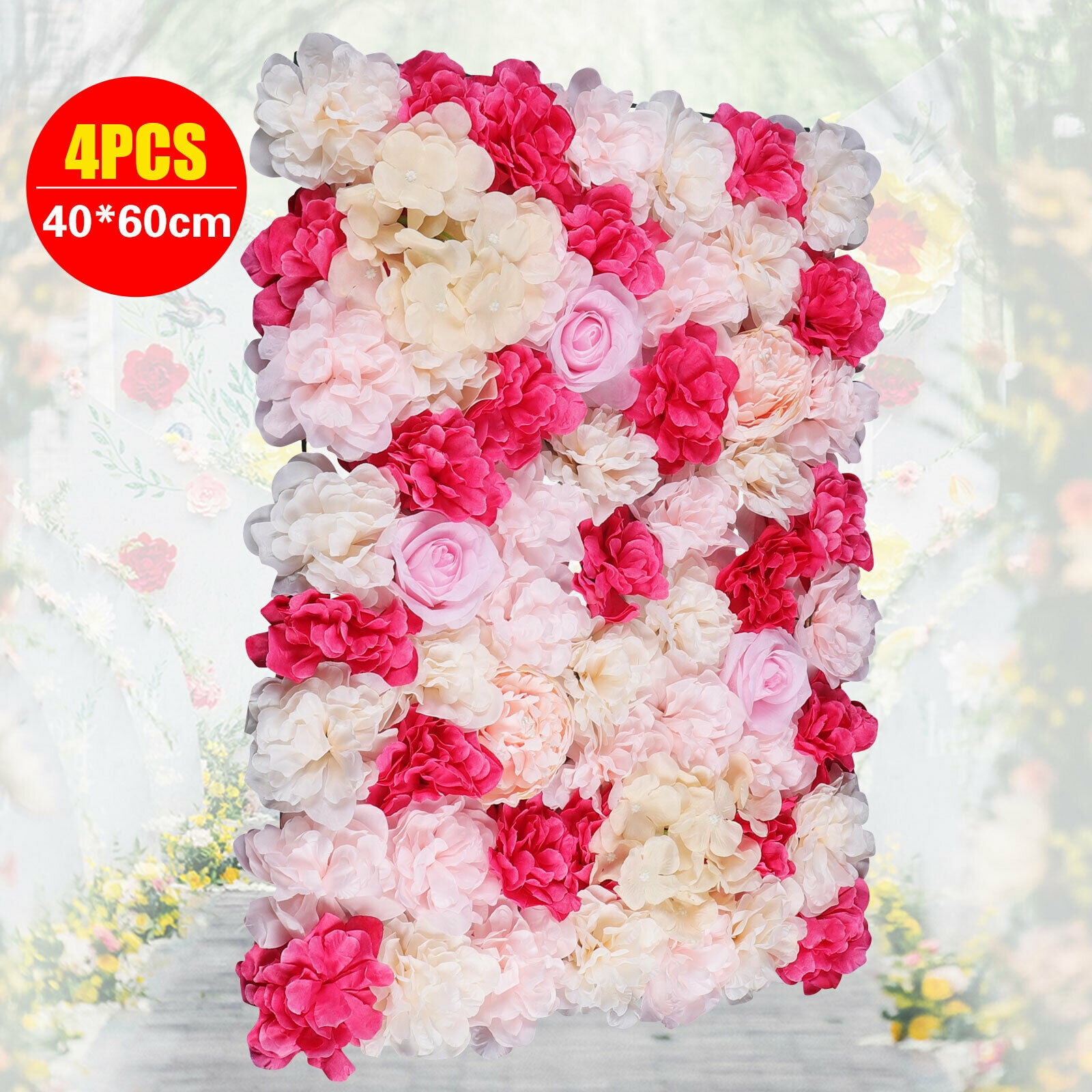 4pcs Flower Panels Artificial Flowers Wall Screen Romantic Floral ...