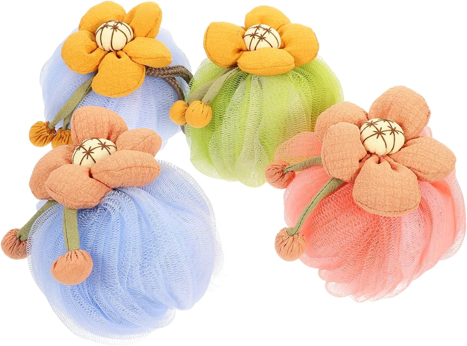 4pcs Foaming Net Loofah Spa Puff Scrubber Loofah Bath Ball Kids Shower ...